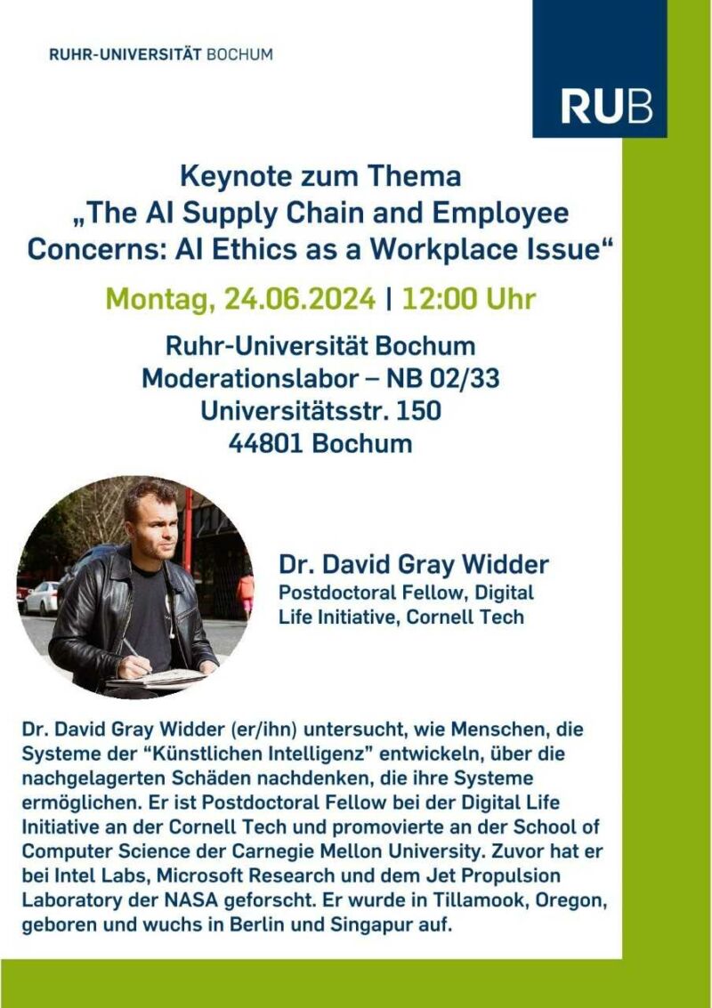 Keynote zum Thema AI supply chain & AI ethics, 24.06.2024, 12 Uhr ...